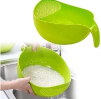 China Plastic Rice Strainer Bowl 9.5x6.5x3.5 Inch PP Colander for Kitchen Draining Vegetables for sale