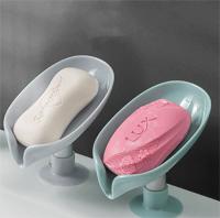 China Soap Dish Holder Leaf Shape Soap Tray with Self Draining and Suction Cup for Shower for sale