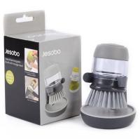 China Dish Brush with Soap Dispenser 13.5x9.9cm ABS Leak-Proof Kitchen Scrub Brush for sale