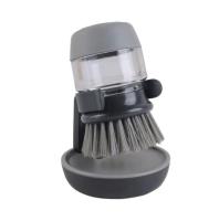 China Dish Brush with Soap Dispenser 13.5x9.9cm ABS Leak-Proof Kitchen Scrub Brush for sale