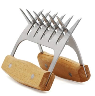 China Stainless Steel Meat Shredder Claws 304 with Wooden Handle 11x12cm for BBQ for sale