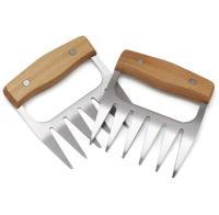 China Stainless Steel Meat Shredder Claws 304 with Wooden Handle 11x12cm for BBQ for sale