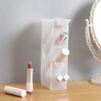 China Rectangular Plastic Desktop Organizer Pen Holder 4 Compartment Makeup Storage Box White for sale
