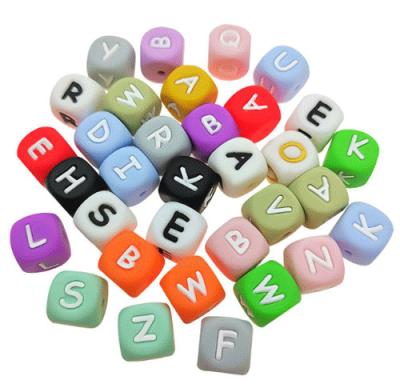 China 12mm Silicone Letter Beads Non Toxic BPA Free Baby Chew Teething Fidget Toy 104pcs for sale