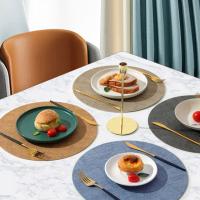 China Round Leather Insulation Placemats 30cm Heat Resistant Non Slip Dinner Table Mats for sale