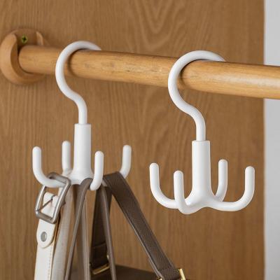 China Plastic 360 Degree Rotating Closet Hook Hanger 4 Hooks 2kg Capacity for Scarves Belts Ties for sale