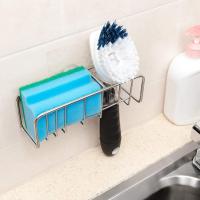 China Adhesive Sponge Holder Brush Holder Kitchen Sink Organization Basket for sale
