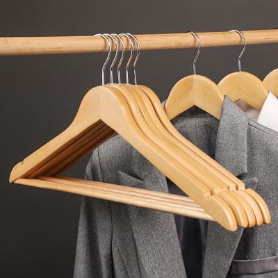 China Bulk Non Slip Wooden Coat Hangers 40cm for Clothes Jackets Suits for sale