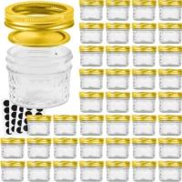 China 100ml Wide Mouth Mini Glass Preserve Jars for Jam Caviar 40 Pack with Gold Lids for sale