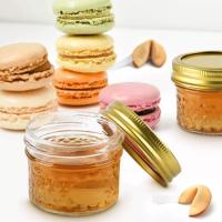 China 100ml Wide Mouth Mini Glass Preserve Jars for Jam Caviar 40 Pack with Gold Lids for sale