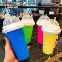 China 400ml Food Grade Silicone Slushy Cup Smoothie Maker Bottle with Straw for sale