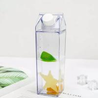 China 500ml BPA Free Plastic Milk Carton Water Bottle Leakproof Square Drinking Cup for sale
