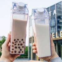 China 500ml BPA Free Plastic Milk Carton Water Bottle Leakproof Square Drinking Cup for sale