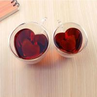 China ISO9001 Transparent Heart Shaped Glass Double Wall Coffee Cup 200ml-300ml for sale