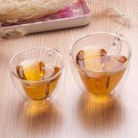 China ISO9001 Transparent Heart Shaped Glass Double Wall Coffee Cup 200ml-300ml for sale