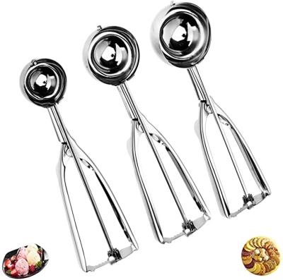 China Stainless Steel Cookie Scoop Ice Cream Scoop with Trigger Release 2.5 oz for sale