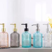China 400ml Glass Soap Dispenser Bottle with ABS Pump for Shampoo Sanitizer Bathroom for sale