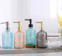 China 400ml Glass Soap Dispenser Bottle with ABS Pump for Shampoo Sanitizer Bathroom for sale