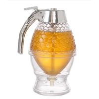 China Drip Free Honey Dispenser Acrylic 200ml Syrup Bottle with Anti Drip Nozzle for sale