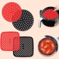 China Reusable 8.5 Inch Silicone Air Fryer Liners Non-Stick Square Baking Mats 2mm Thick for sale