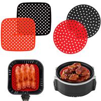 China Reusable 8.5 Inch Silicone Air Fryer Liners Non-Stick Square Baking Mats 2mm Thick for sale