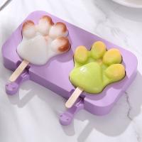 China Silicone Purple DIY Ice Cream Mould 4 Cavity with Sticks Kitchen Supplies for sale
