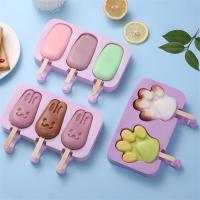 China Silicone Purple DIY Ice Cream Mould 4 Cavity with Sticks Kitchen Supplies for sale