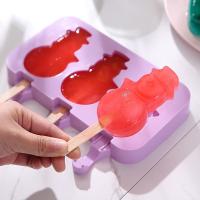 China Silicone Purple DIY Ice Cream Mould 4 Cavity with Sticks Kitchen Supplies for sale