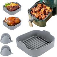 China Food Grade Silicone Air Fryer Pot 8.1 Inch Reusable Nonstick Baking Basket for 6 QT Air Fryer for sale