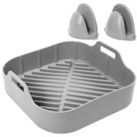 China Food Grade Silicone Air Fryer Pot 8.1 Inch Reusable Nonstick Baking Basket for 6 QT Air Fryer for sale