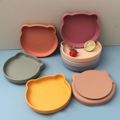 China Multi Color Cute Silicone Dinner Plates For Children Kitchen Supplies for sale