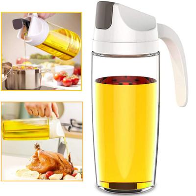 China Auto Flip Olive Oil Dispenser Bottle 300ml 600ml Glass On-Slip Handle Kitchen for sale