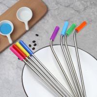 China Food Grade Stainless Steel Metal Drinking Straws 8pcs with Silicone Tips and Cleaning Brush Set for sale