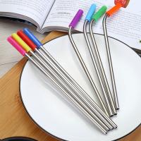 China Food Grade Stainless Steel Metal Drinking Straws 8pcs with Silicone Tips and Cleaning Brush Set for sale