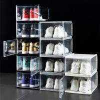 China ODM Dustproof Clear Plastic Shoe Organizer Drawer Rack Transparent Stackable 4 Pack for sale