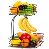China Metal Wire Hanging 2 Tier Fruit Basket Stand Kitchen Supplies for sale