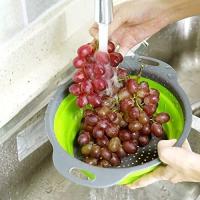 China Silicone Folding Fruit Vegetable Filter Sink Drain Basket Bulk Kitchen Supplies for sale