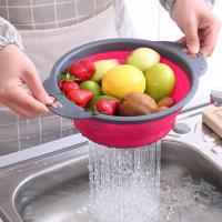 China Silicone Folding Fruit Vegetable Filter Sink Drain Basket Bulk Kitchen Supplies for sale