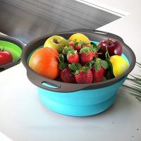 China Silicone Folding Fruit Vegetable Filter Sink Drain Basket Bulk Kitchen Supplies for sale