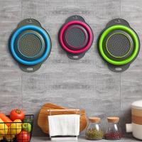 China Silicone Folding Fruit Vegetable Filter Sink Drain Basket Bulk Kitchen Supplies for sale
