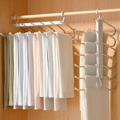 China 5-Layer Stainless Steel Pants Hanger Non-Slip Space Saving Clothes Organizer 371g for sale