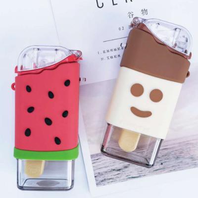 China Kids Cute Ice Cream Shaped Water Bottle Cup with Straw 10OZ BPA Free for sale