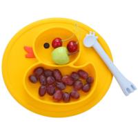 China Non Slip Yellow Duck Silicone Divided Plate Toddler Plates for sale