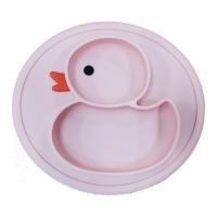 China Non Slip Yellow Duck Silicone Divided Plate Toddler Plates for sale