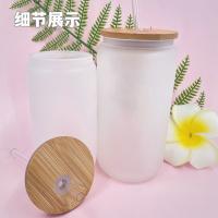 China 12oz 16oz 25oz Glass Juice Cup with Bamboo Lid and Straw Reusable Drinking Cup for sale