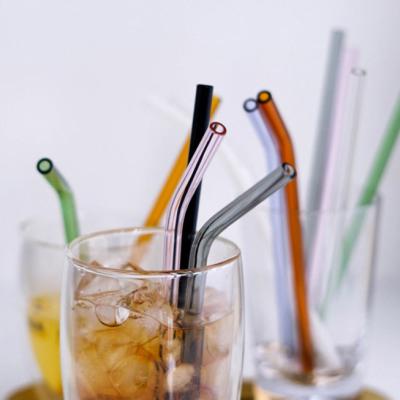 China Reusable Glass Straws Multiple Colored Borosilicate Glass Drinking Straws for sale