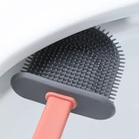 China Silicone Toilet Brush with Holder Bendable Cleaning Brush Wall Mounted 3 Colors for sale
