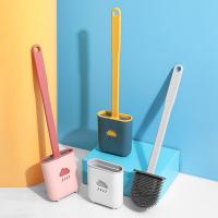China Silicone Toilet Brush with Holder Bendable Cleaning Brush Wall Mounted 3 Colors for sale