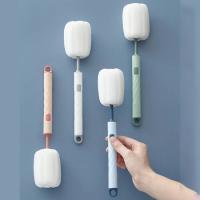 China Removable Long Handle Cleaning Sponge Bottle Brush Cleaner Diamond Shaped for sale