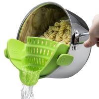 China Adjustable Rice Clip On Silicone Colander For Pots And Pasta Strainer for sale